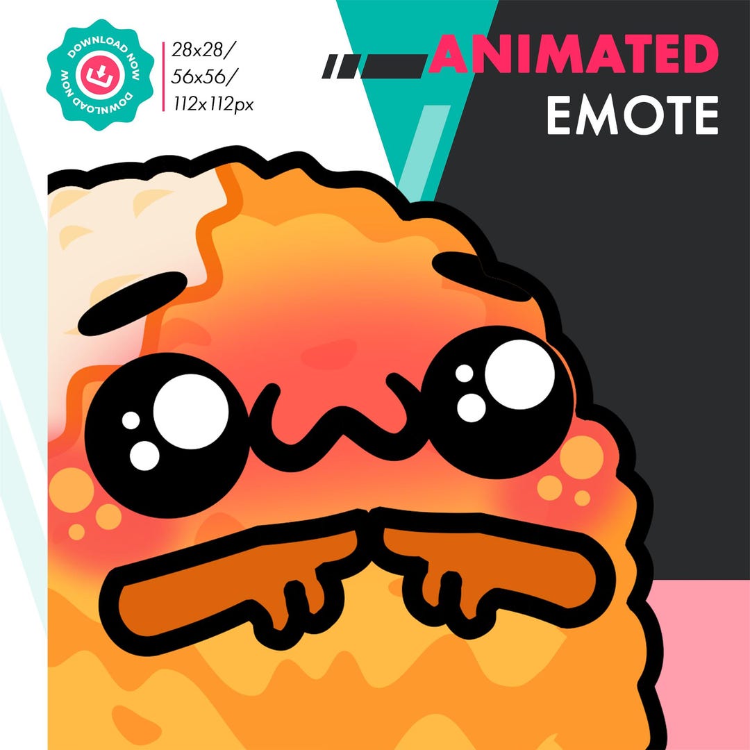 Animated Nugget Shy Emote, Cute Fried Chicken Emote for Twitch Youtube ...