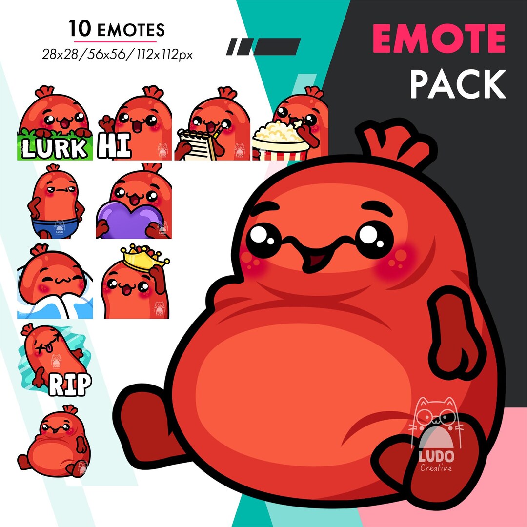 Sausage Emote Bundle, 10 Cute Twitch Frankfurter Heart, Hi, Rip Still ...