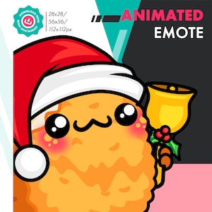 Animated Christmas Nugget Bell Emote, Cute Festive Fried Chicken Emote ...