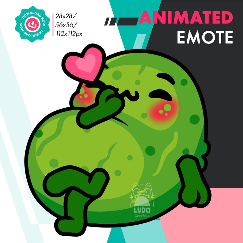 Animated Pickle Kiss Emote, Cute Cucumber Blowing Kiss Emote for Twitch ...