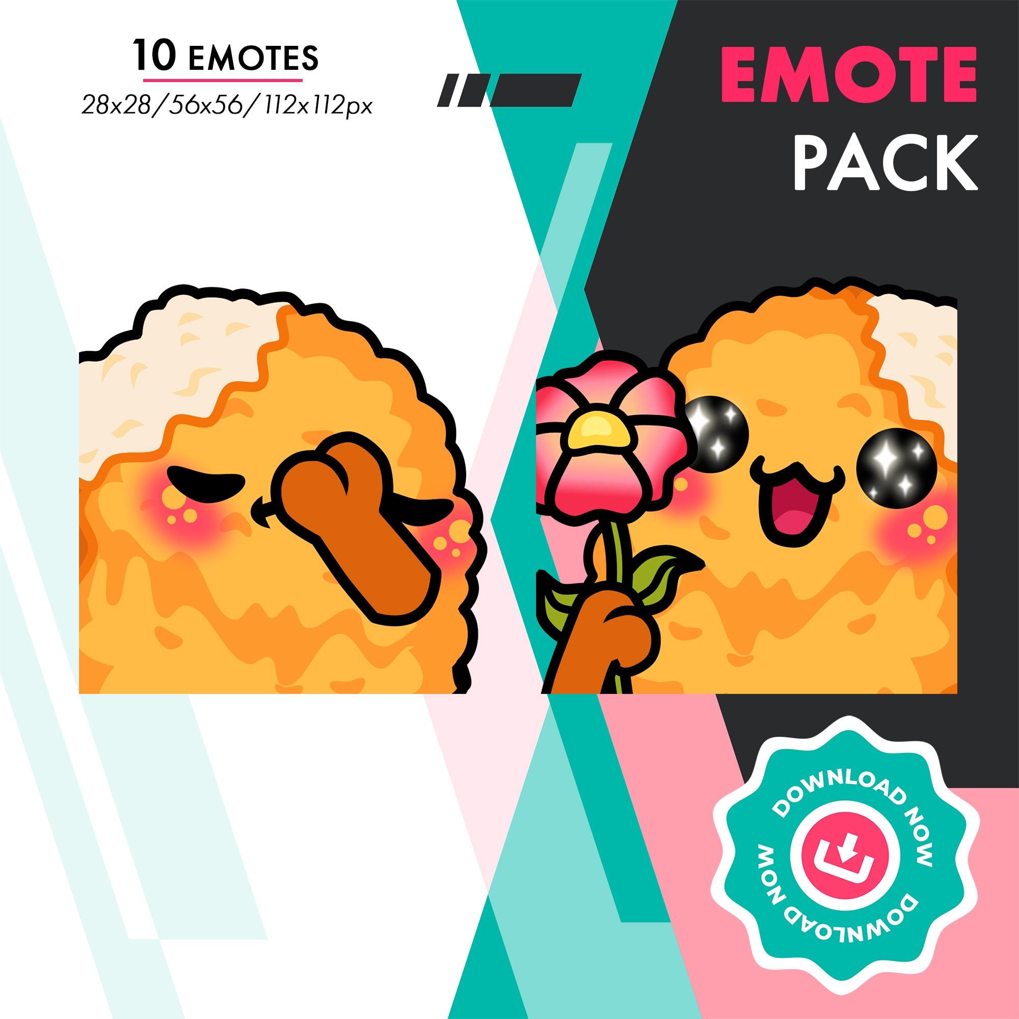 Chicken Nugget Emote Bundle 2, 10 Cute Twitch Fried Chicken Heart, Uwu ...