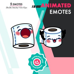 Animated Toilet Paper Emotes Pack, 5 Cute Toilet Roll Hype, POP, Wiggle ...