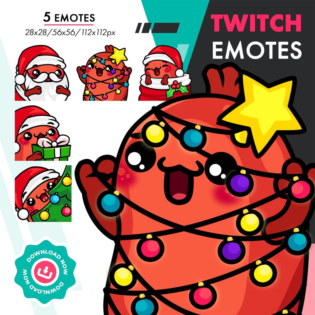 Christmas Sausage Emotes Pack, 5 Cute Frankfurter Christmas Gift, Tree ...