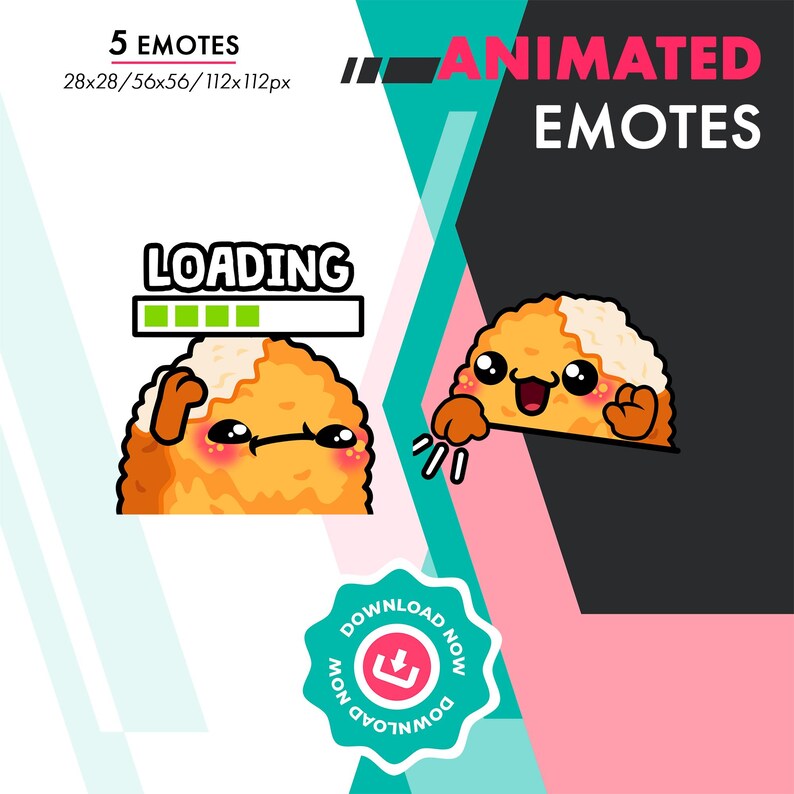 Animated Chicken Nugget Emotes Pack 4, 5 Cute Fried Chicken Loading ...