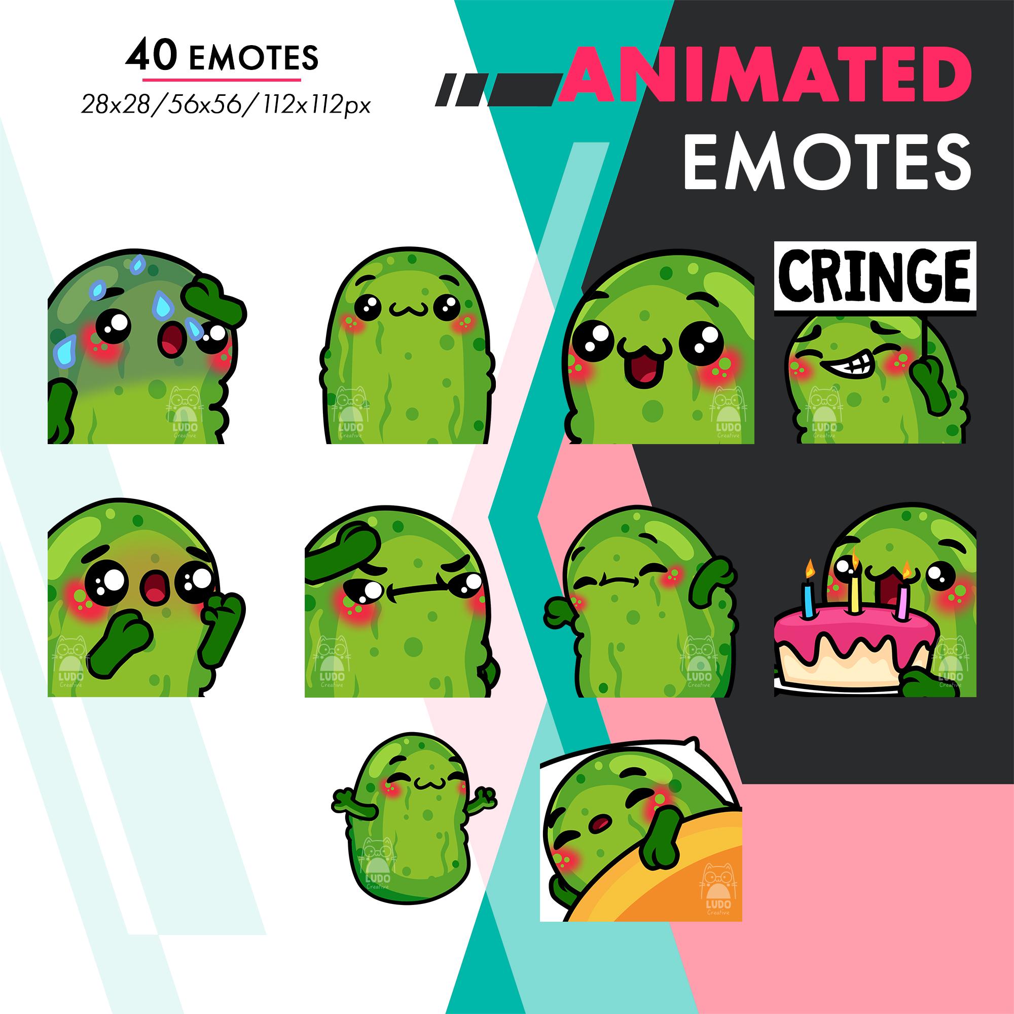 40 Animated Pickle Emotes Pack 2, Mega Cute Pickle Leave, Birthday Cake ...