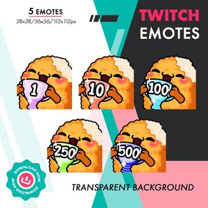 Nugget Emote Pack 2, Cute 5 Fried Chicken Trophy Bit, Tier Emote Set ...
