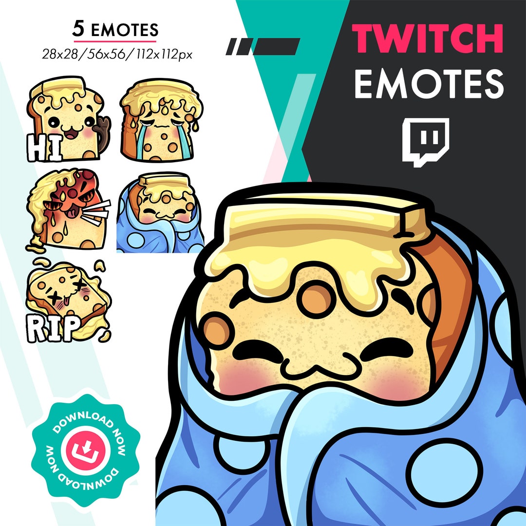 Twitch Toast Emote Pack | Cute 5 Bread Rage, Hi, Cozy Blanket, Rip ...