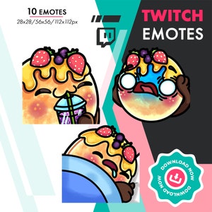 Twitch Pancake Emotes Set, 10 Cute Chibi Pancake Emotes Pack for ...
