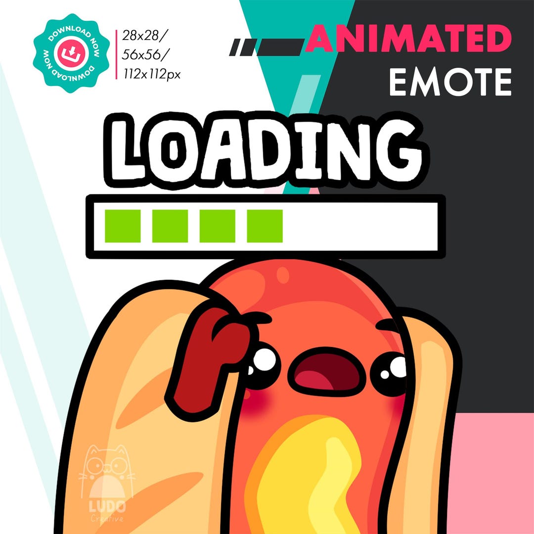 Animated Hotdog Loading Emote, Cute Sausage Confused for Twitch Youtube ...