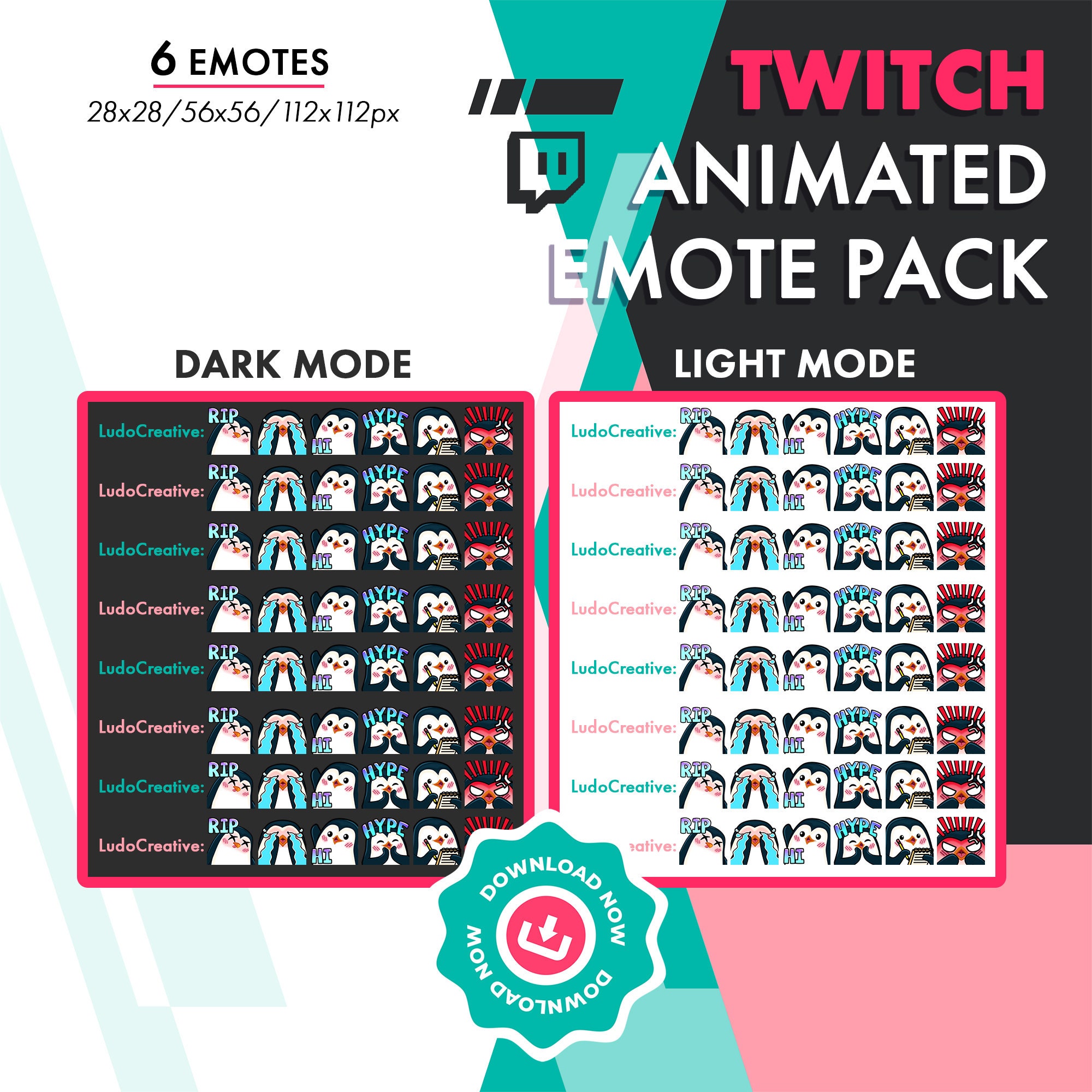 Animated Penguin Emote Pack, Cute 5 Penguin Emote Set for Twitch ...