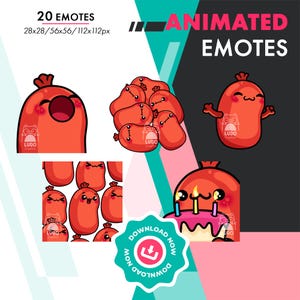 Mega Animated Sausage Emotes Pack, 20 Cute Frankfurter POP, Raid, Dance ...
