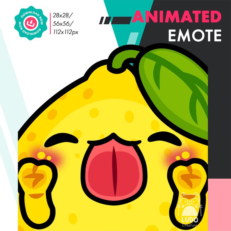 Animated Lemon Lick Emote, Cute Food Tongue Emote for Twitch Youtube ...