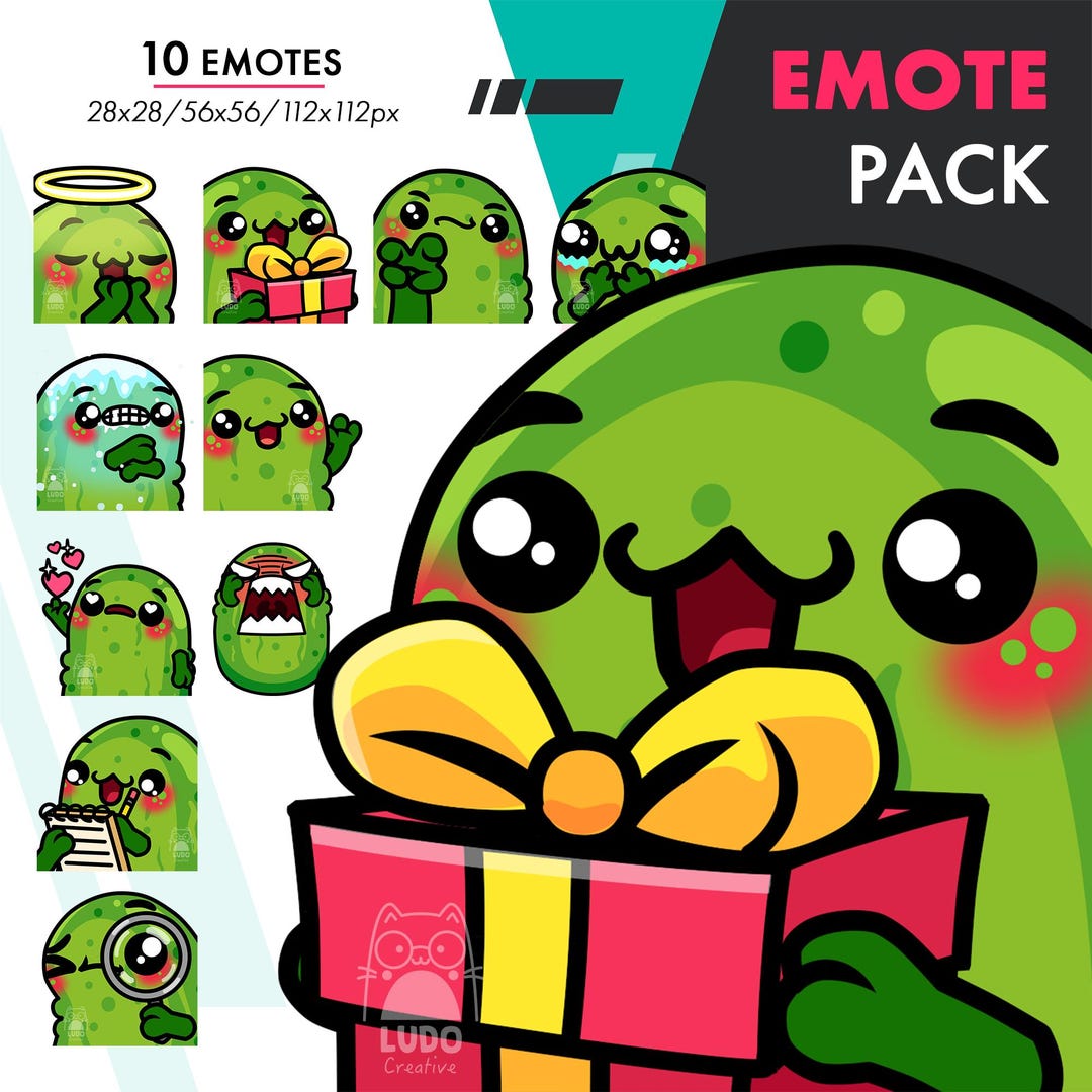 Pickle Emote Bundle 3, 10 Cute Twitch Gherkin Noted, Rage, Gift Static ...