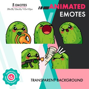 Animated Pickle Emotes Pack, 5 Cute Pickle Wiggle, Steer, Aim Emote Set ...