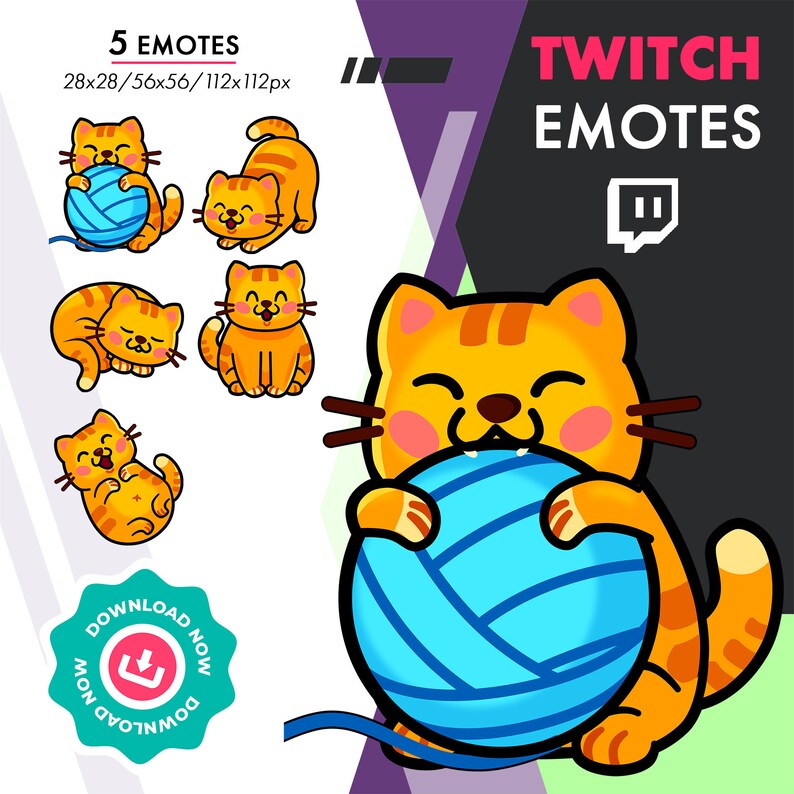 Twitch Cat Emotes Set 5 Cute Chibi Cat Emotes Pack for - Etsy