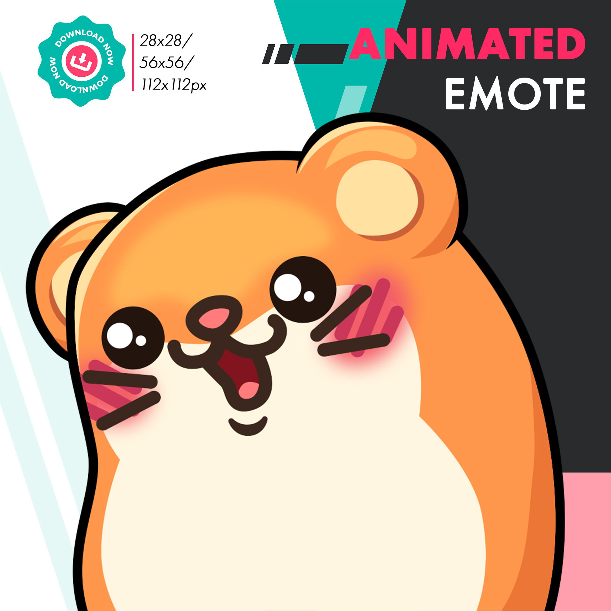Animated Bobble Emote, Cute Hamster Wiggle Emote for Twitch Youtube ...