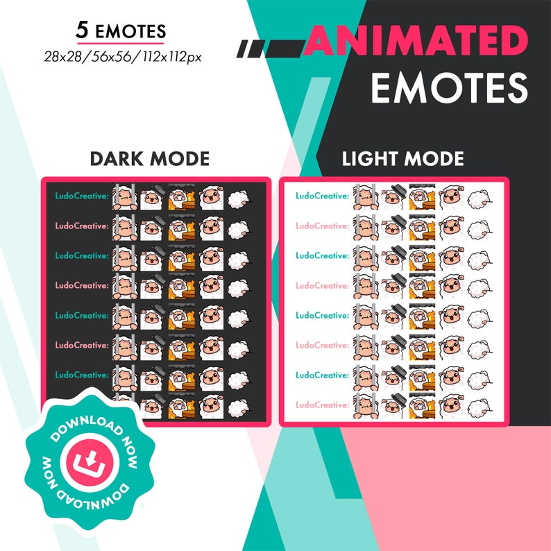 Animated Lamb Emotes Pack 3, 5 Cute This is Fine, Brows, Headbang Emote ...