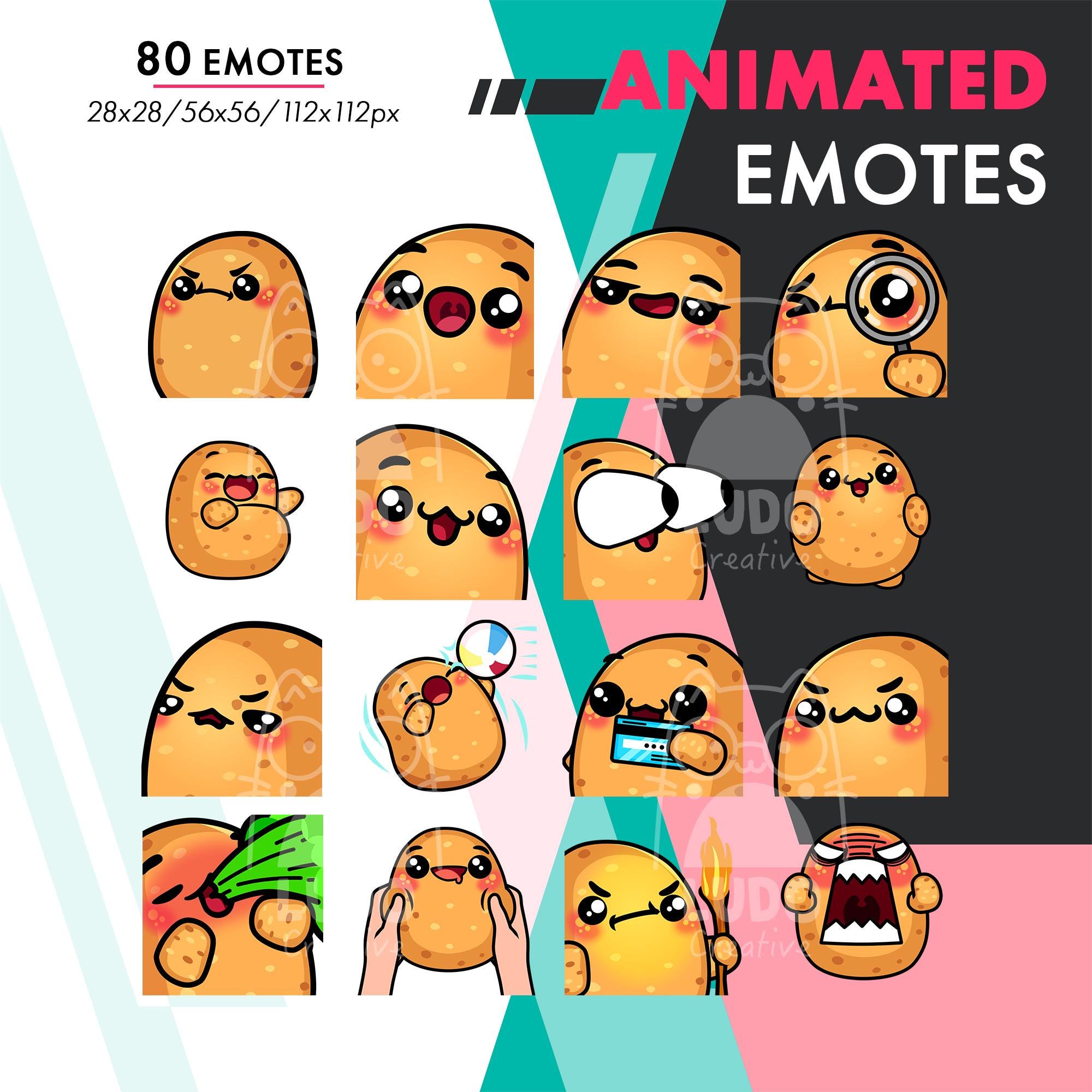 80 Animated Potato Emotes Pack, Ultimate Cute Potato Steer, Wiggle ...