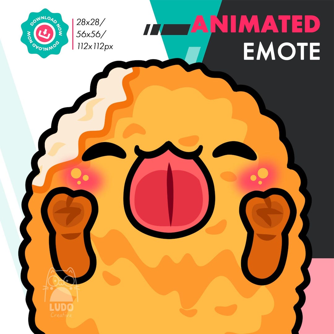 Animated Chicken Nugget Lick Emote, Cute Fried Chicken Tongue Emote for ...