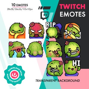Twitch Cactus Emotes Bundle, 10 Cute Succulent Emotes Pack for Youtube ...