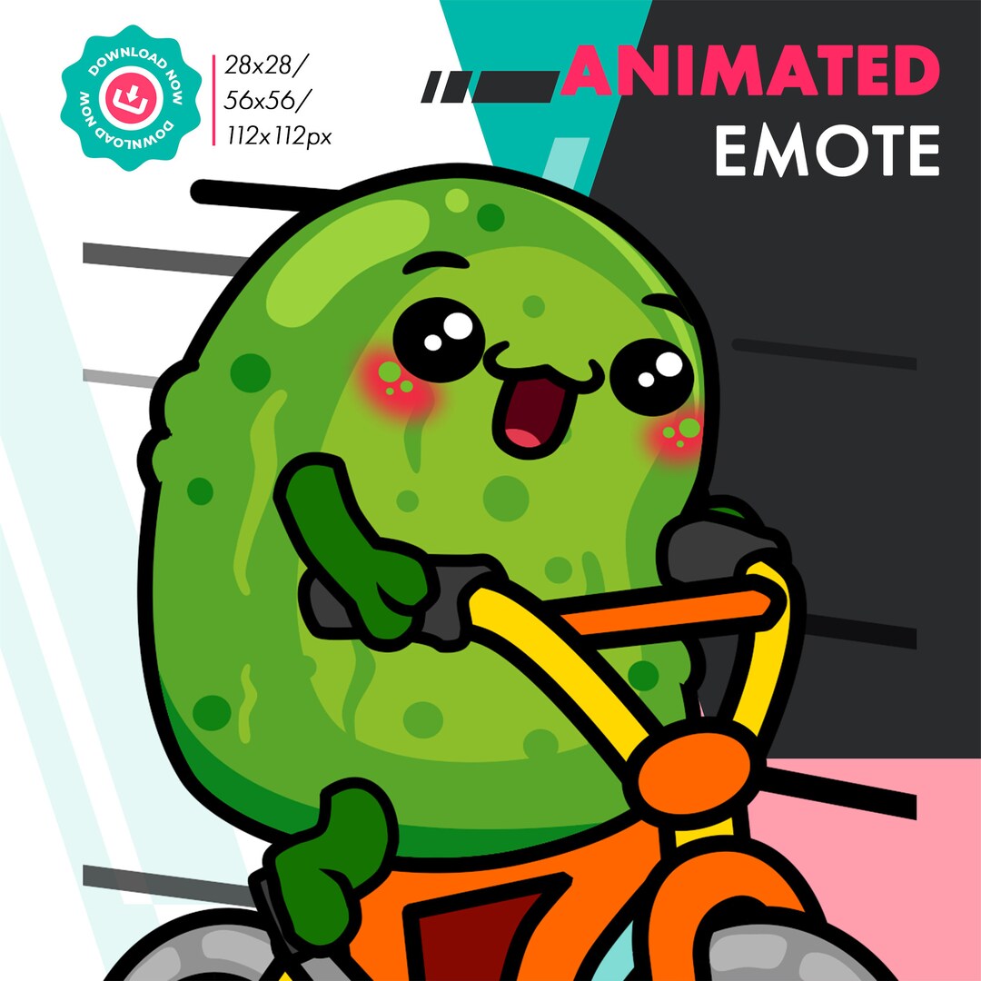 Animated Pickle Emote, Cute Pickle Riding Bike Emote for Twitch Youtube ...