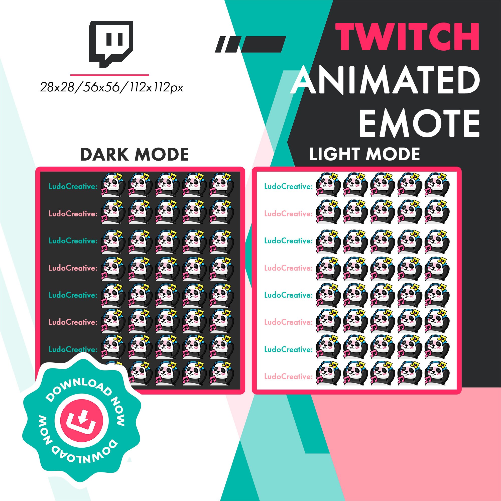 Animated Emotes, Cute Panda Jam Emote for Twitch Youtube Discord ...