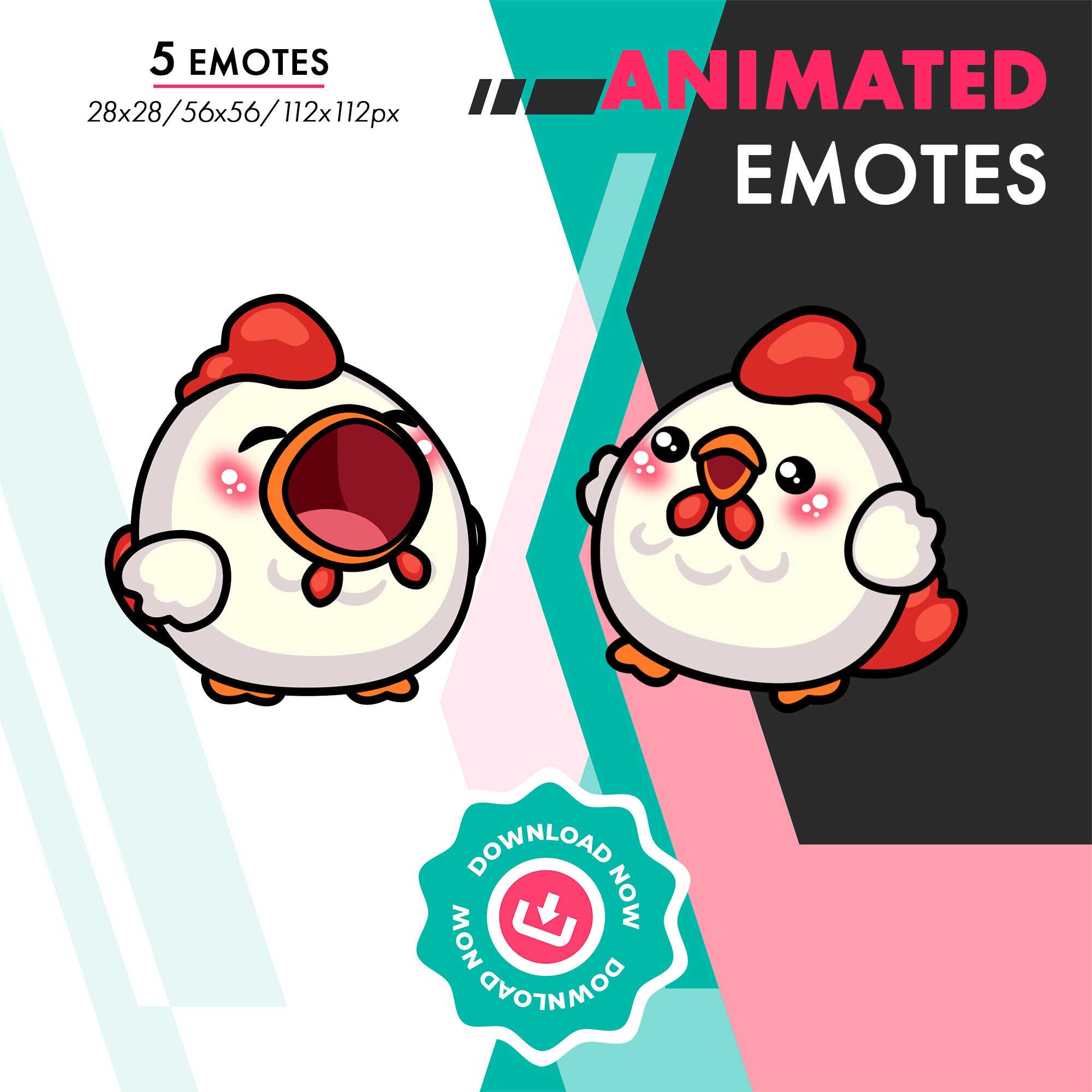 Animated Chicken Emotes Pack, 5 Cute Chick Aim, Dance, Steering Wheel ...