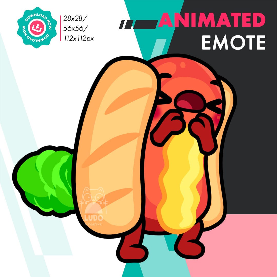 Animated Hotdog Fart Emote, Cute Sausage Gas Emote for Twitch Youtube ...