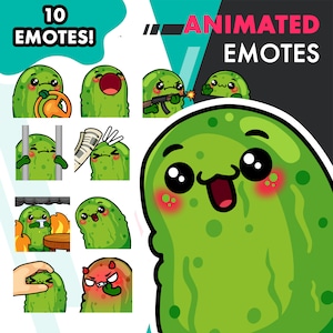 Animated Pickle Emotes Pack, 10 Cute Gherkin Wiggle, Aim, Bonk Emote ...
