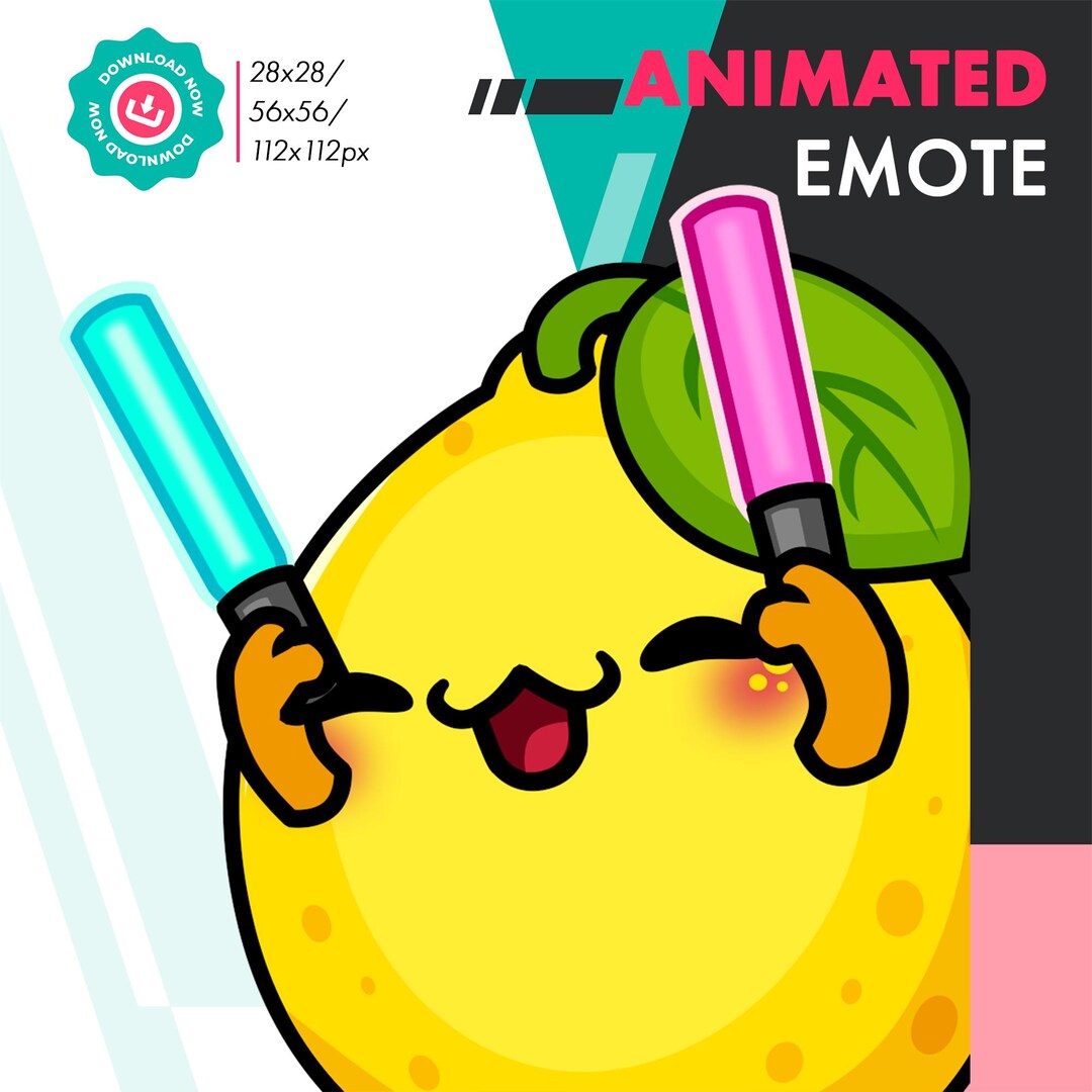 Animated Lemon Glowing Sticks Emote, Cute Lemon Cheer Emote for Twitch ...