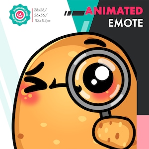 Animated Potato SUS Emote, Cute Magnifying Glass Emote for Twitch ...