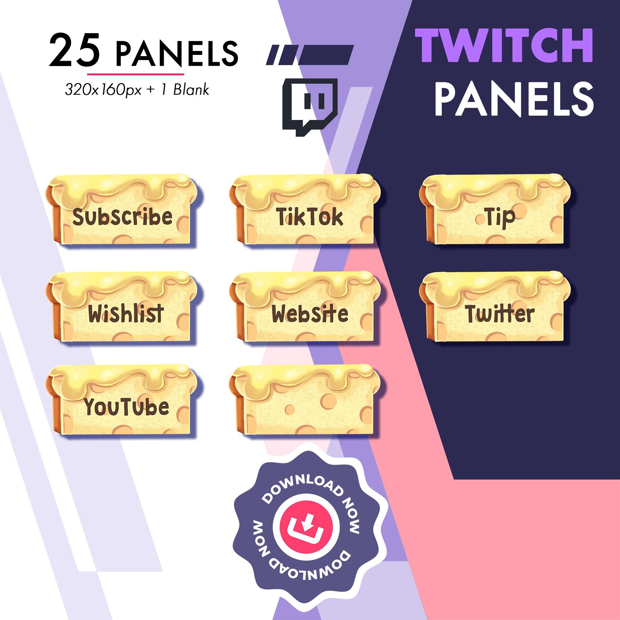 Bread Twitch Panels | 25 Cartoon Toast Twitch Streamer Pack | Discord ...