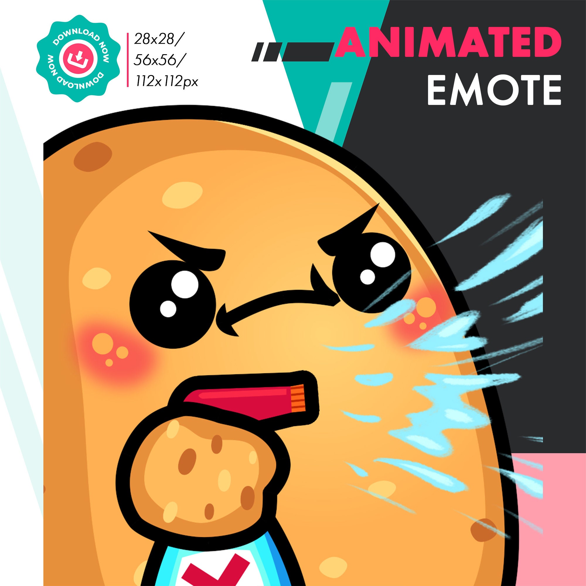 Animated Spray Bottle Emote, Cute Potato Bad Emote for Twitch Youtube ...