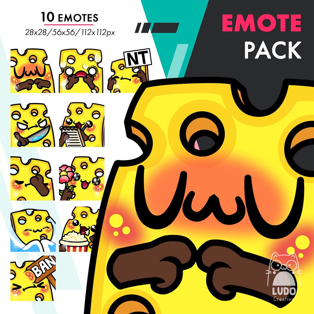 Cheese Emote Pack 2, 10 Cute Twitch Cheddar Slice Facepalm, Ban ...