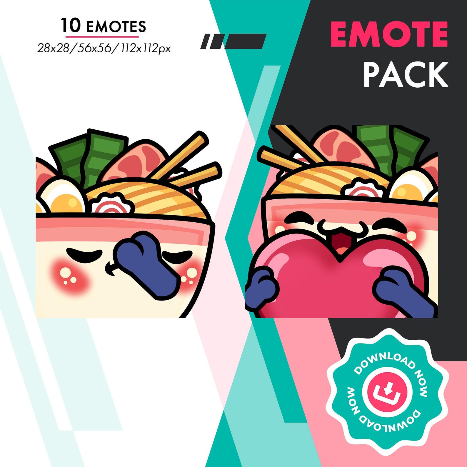Ramen Emote Pack, 10 Cute Noodle Hi, Rip, WOW Emote Set for Twitch ...