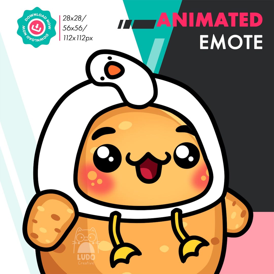 Animated Potato Duck Hat Emote, Cute Food Wiggle Emote for Twitch ...