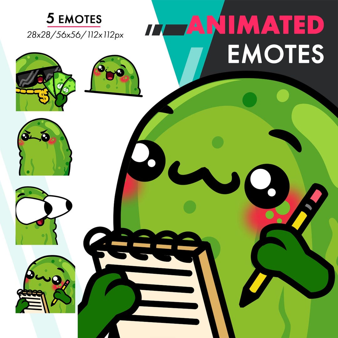 Animated Pickle Emotes Pack 10, 5 Cute Pickle Bongo Tap, Leave, Money ...
