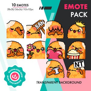 Chicken Nugget Emote Bundle 2, 10 Cute Twitch Fried Chicken Heart, Uwu ...