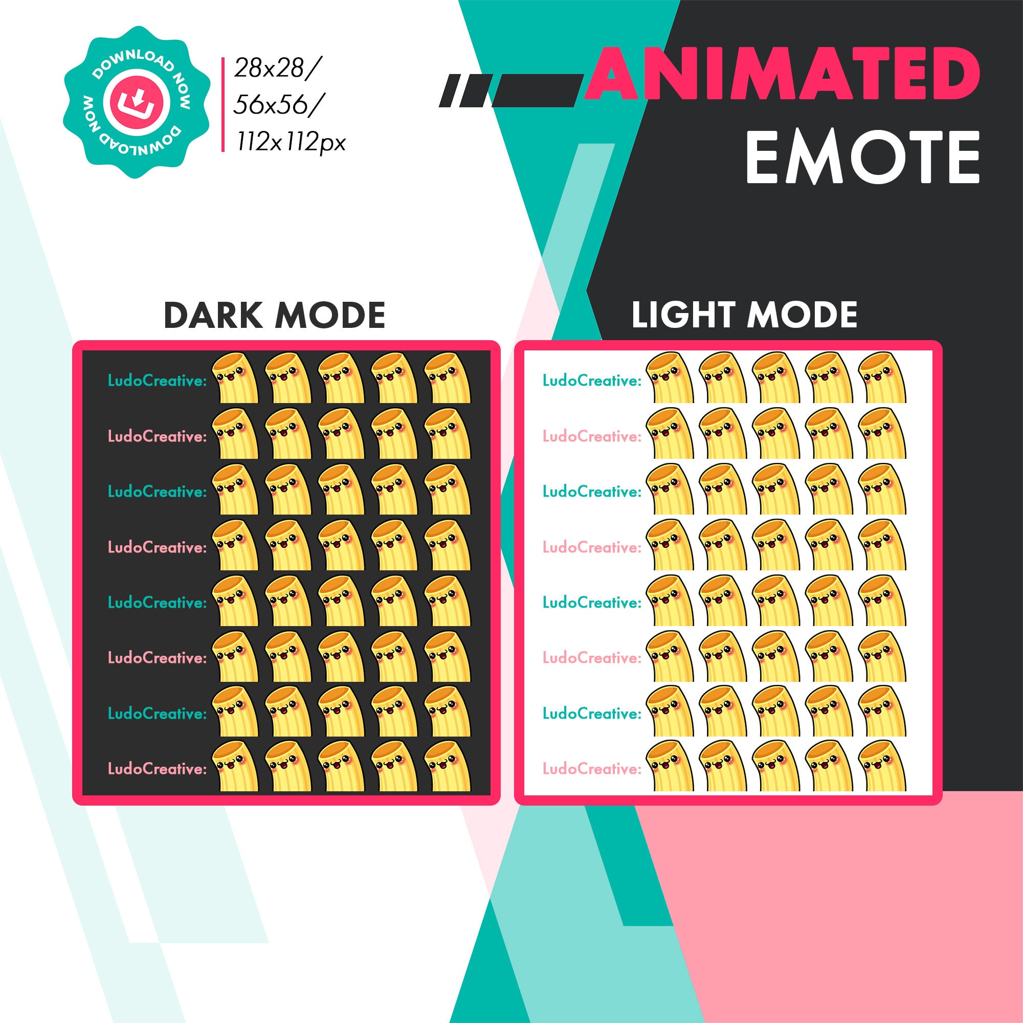 Animated Pasta Wiggle Emote, Cute Food Bobble Emote for Twitch Youtube ...