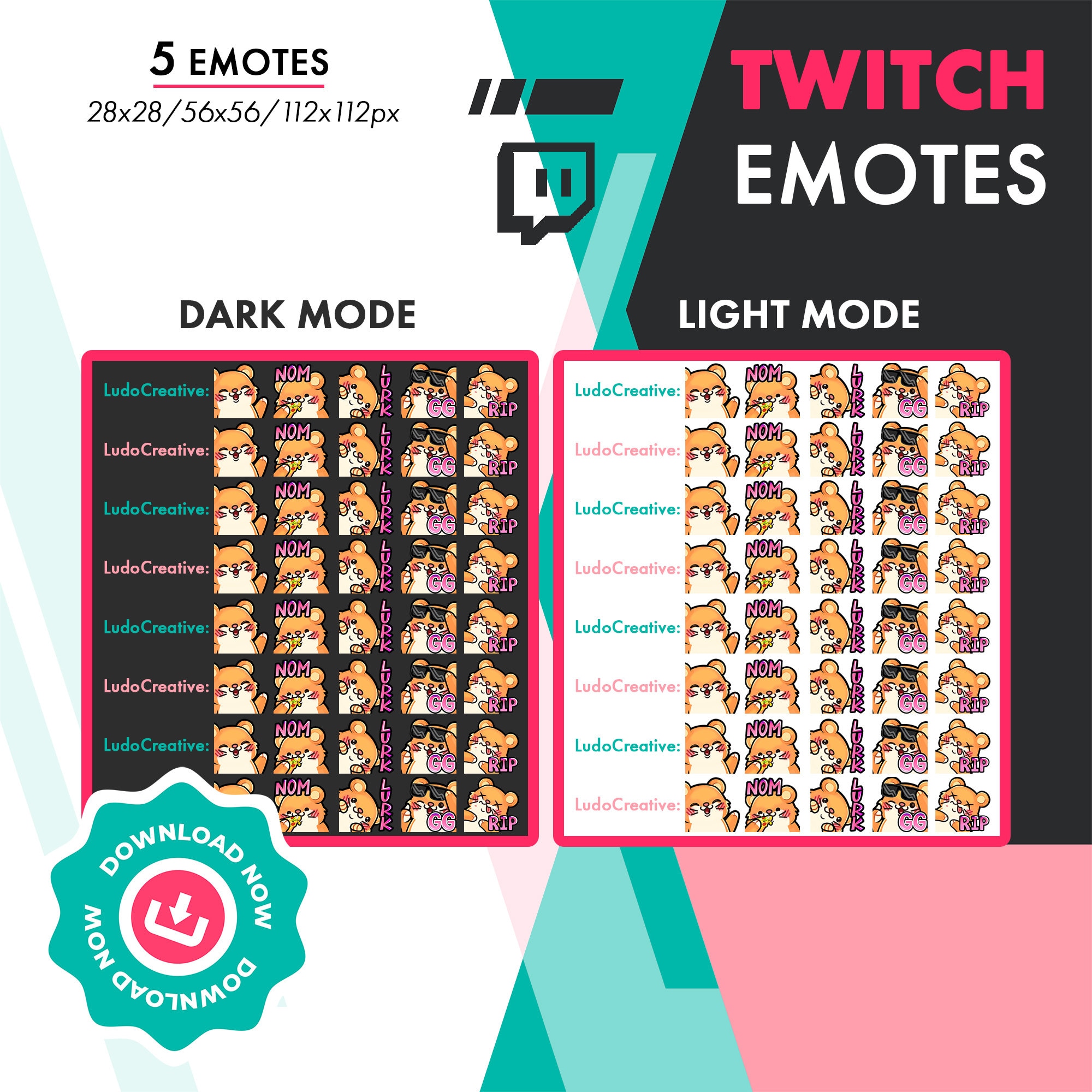 Hamster Emote Pack 5 Cute Mouse RIP GG Lurk Emote for - Etsy
