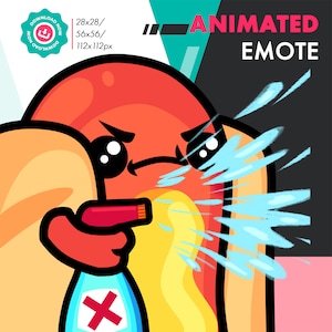 Animated Spray Bottle Emote, Cute Hotdog Bad Emote for Twitch Youtube ...