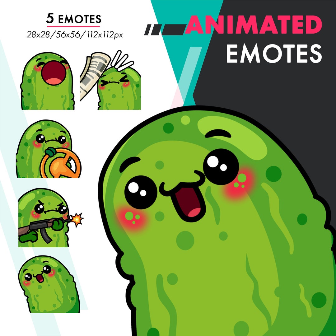 Animated Pickle Emotes Pack, 5 Cute Pickle Wiggle, Steer, Aim Emote Set ...
