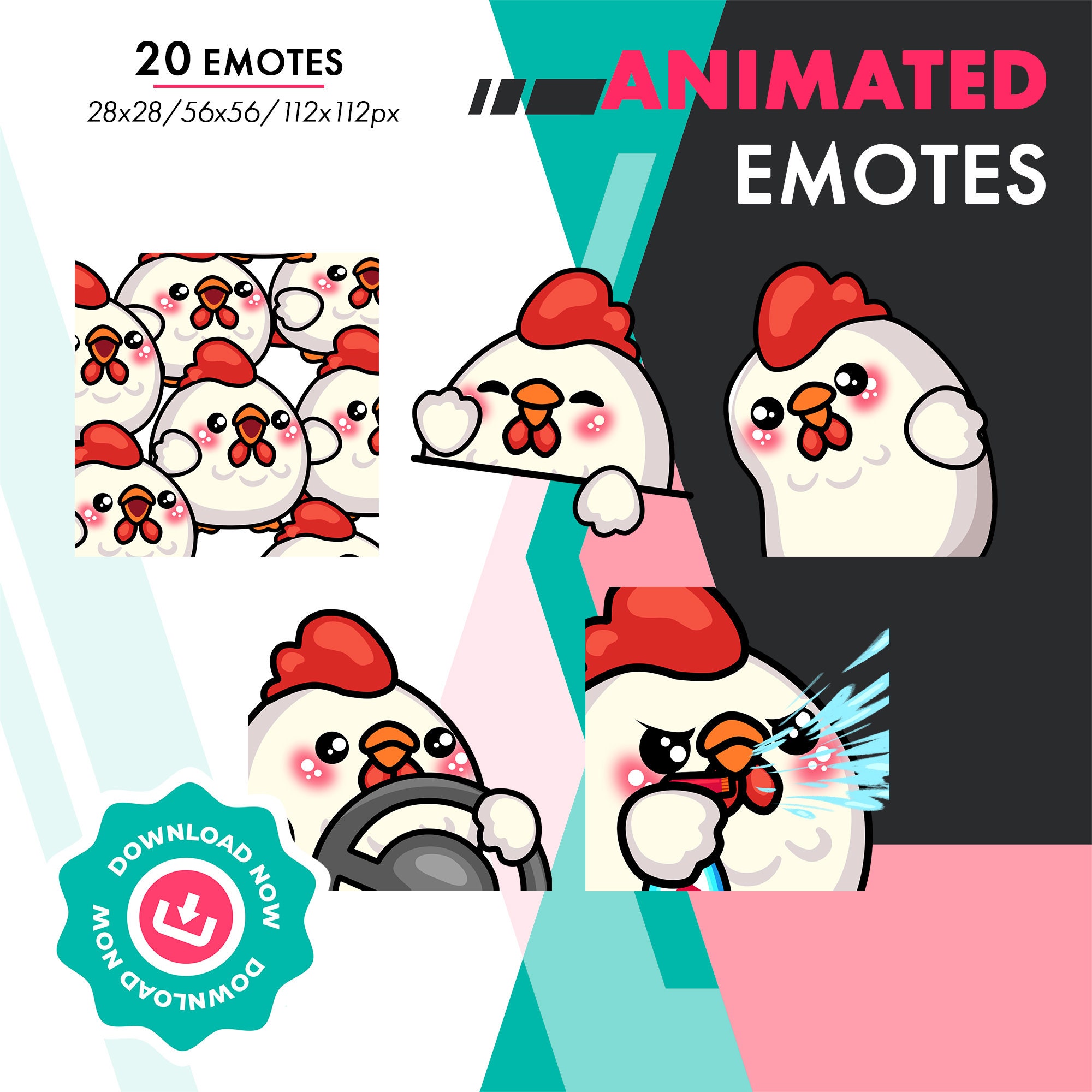 Mega Animated Chicken Emotes Pack, 20 Cute Chick Steer, Bobble, Aim ...