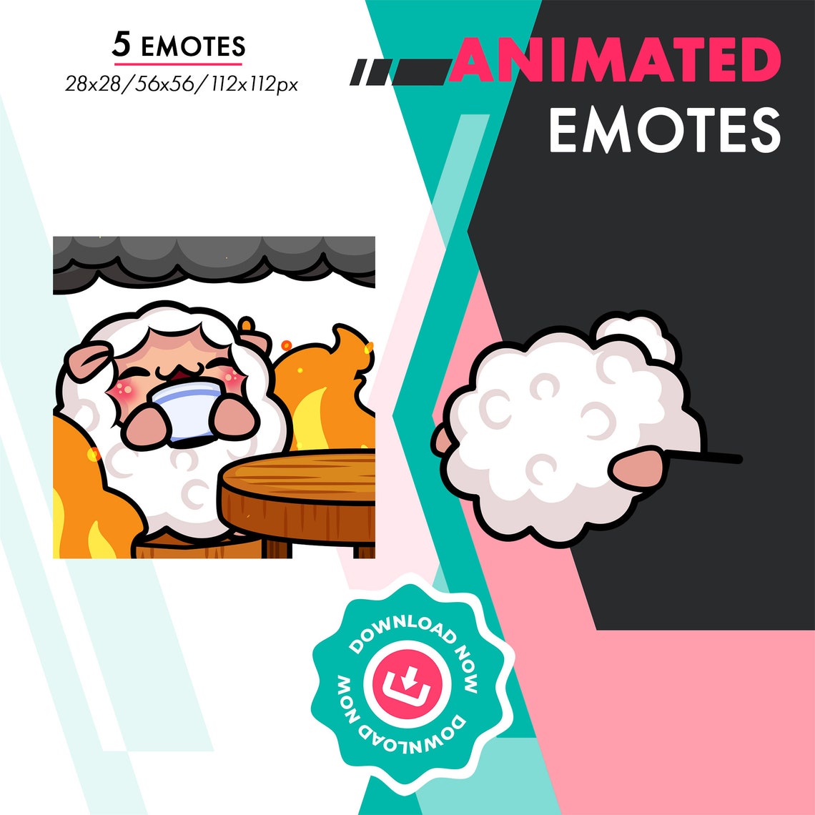 Animated Lamb Emotes Pack 3, 5 Cute This is Fine, Brows, Headbang Emote ...