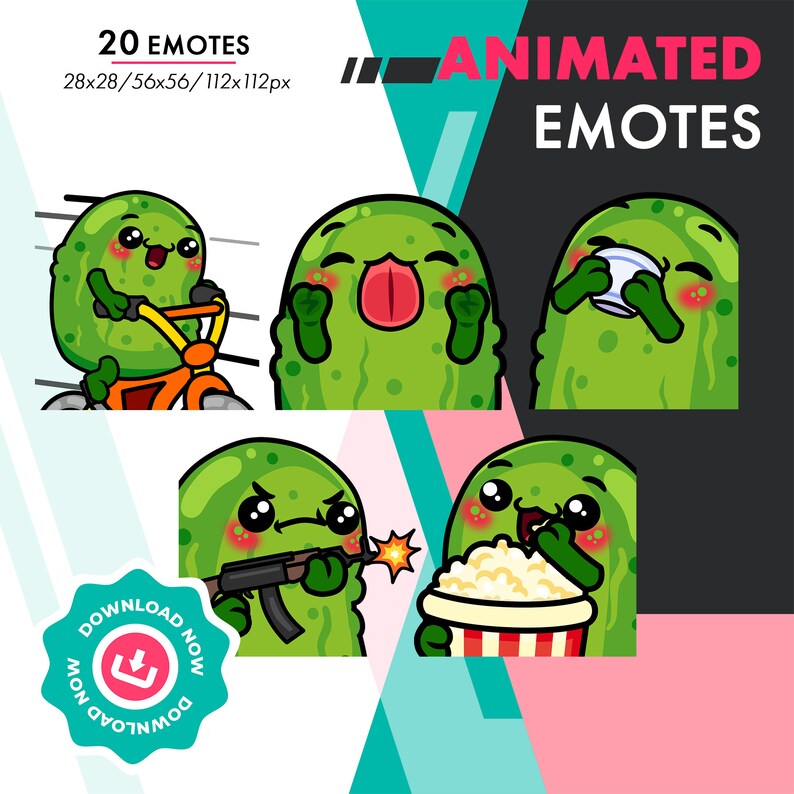 Mega Animated Pickle Emotes Pack, 20 Cute Gherkin Wiggle, Lick, Knife ...