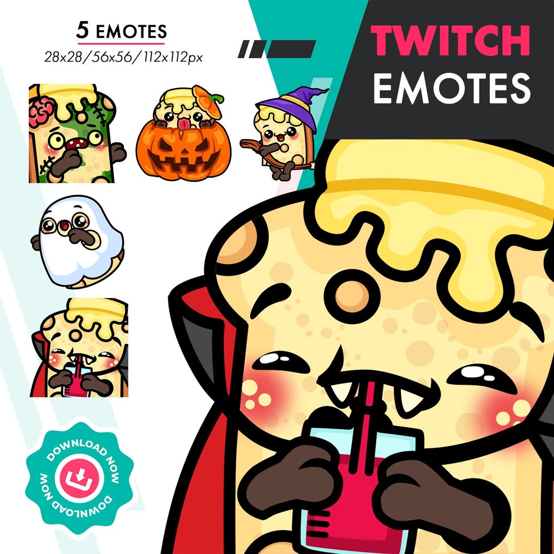 Halloween Toast Emote Pack, Cute 5 Zombie, Ghost, Pumpkin Bread Emote ...