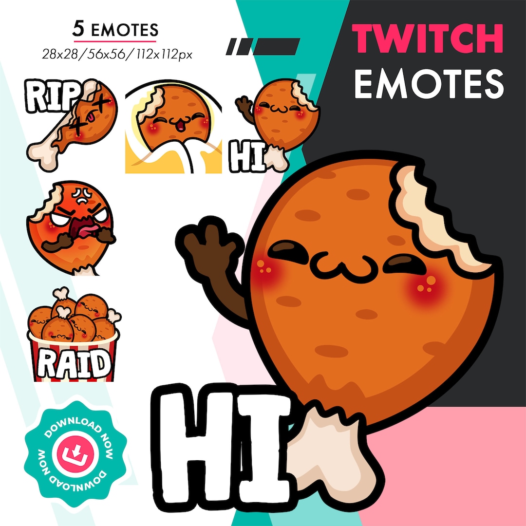 Twitch Fried Chicken Emote Pack, Cute 5 Chicken Thigh Emote Set for ...