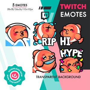 Twitch Clownfish Emote Pack, Cute 5 Fish Rip, Hype Emote Set for ...