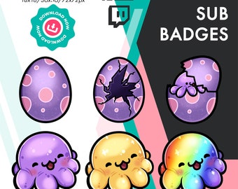 Twitch Sub Badges 6 Cute Egg and Bacon Sub Bit Cheer Badges Pack for ...