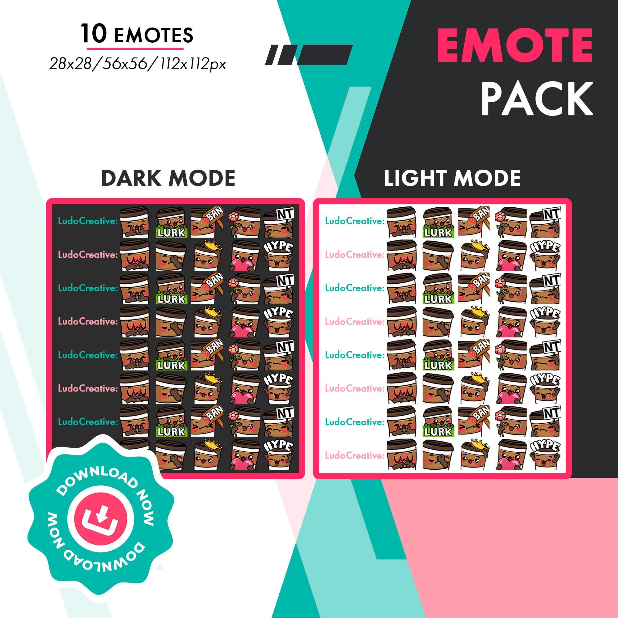 Coffee Emote Bundle, 10 Cute Paper Cup Heart, Hype, Lurk Still Emote ...